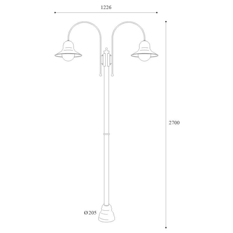 MORETTI LUCECampanula Dual Lamp Post 1792 Aged Copper Clear ...